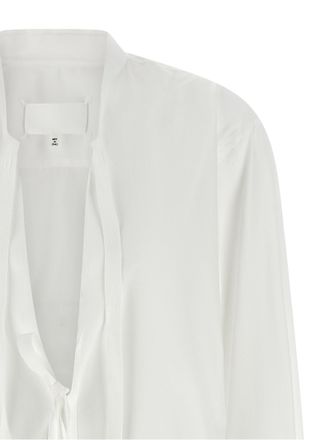 Maison Margiela Raw-Trim Cotton Poplin Blouse - White