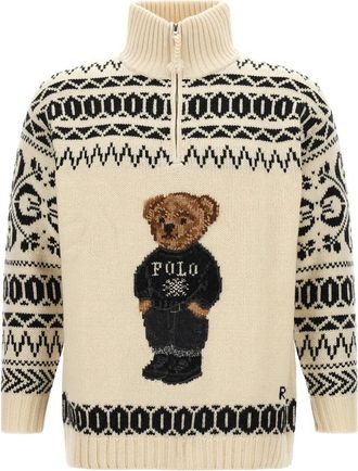 Polo Ralph Lauren Polo Bear Fair Isle Halb-Rei&szlig;verschluss-Pullover - - Knitwear - Damen - Beige - S