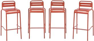 Sweeek Lot de 4 chaises hautes de jardin acier. 4 places. terracotta. L 44 x P 41 x H 85cm
