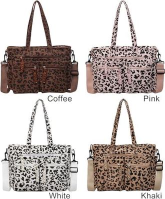 Generic Sac &agrave; bandouli&egrave;re en velours c&ocirc;tel&eacute; imprim&eacute; l&eacute;opard, sac sous les bras tendance pour femmes de travail (rose)