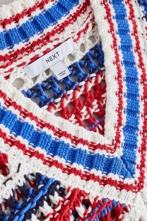 Next V-Ausschnitt-Pullover Strickpullover mit V-Ausschnitt, Mesh + Baumwolle (1-tlg)