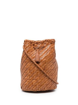 Dragon Diffusion sac seau Pompom Double Jump &agrave; design tress&eacute; - Marron