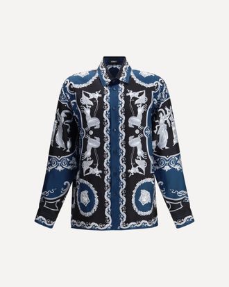 Versace Regular-fit printed silk twill Shirt Male 50