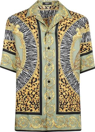 Versace Homme, Chemises, Multicolore, Taille: L Wild Cats Silk Shirt