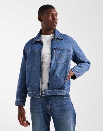 Levi's Veste camionneur en jean effet torsad&eacute; - Bleu fonc&eacute; d&eacute;lav&eacute;-Bleu marine