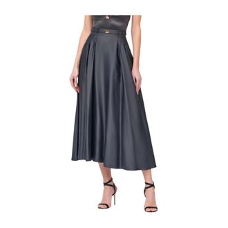 Elisabetta Franchi Femme, Jupes, Noir, Taille: 42 FR Circle Skirt in Satin Fabric