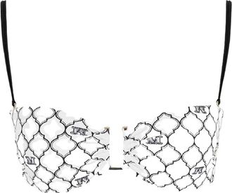 Max Mara Femme, Maillots de bain, Blanc, Taille: 40 FR Alicia Monogrammed Bikini Top