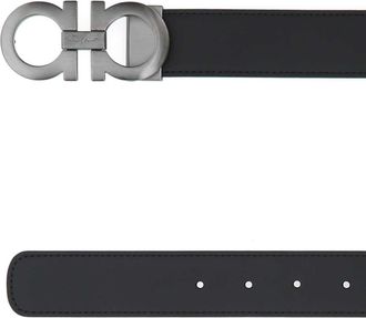 Ferragamo Mens Black Leather Reversible Belt Nerhic Cinture