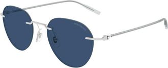 Montblanc Montblanc, Homme, Accessoires, Gris, Taille: 51 MM Round Lunettes de soleil