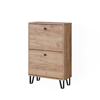 Vicco Le basculeur à chaussures Siri, Chêne de force doré, 60x92cm avec 2 tiroirs rabattables