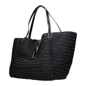 Tom Ford Raffia Shoulder Bag - Black