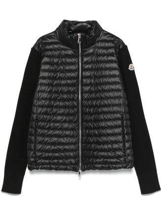 Moncler doudoune &agrave; manches en maille - Noir
