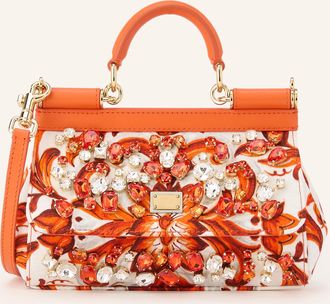 Dolce & Gabbana Handtasche Sicily Mini Mit Schmucksteinen orange