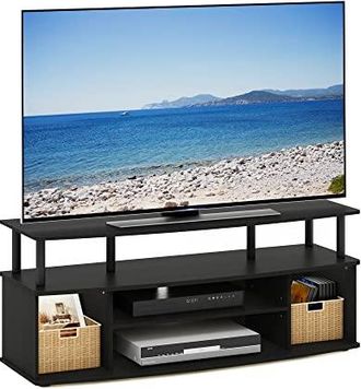 Furinno Jaya Grand Centre de Divertissement, dingénierie, Bois Noir/Noir, 40,1 (P) x 119,9 (L) x 49,8 (H) CM