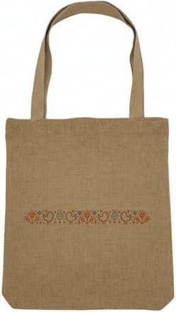 Fabulous Sac Shopping Tote Bag Aspect Lin - Poussin Imprim&eacute; Style Point de Croix Cross Stitch Motif - Sac de Courses Toile Epaisse 360g Beige Naturel Cabas Por