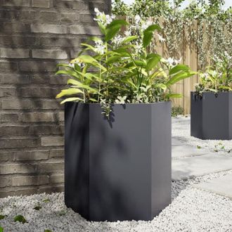 vidaXL Vidaxl - Jardini&egrave;re anthracite hexagone 46x40x45 cm acier