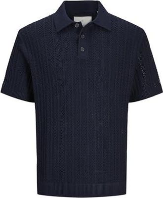 Jack & Jones Jprccjoel Knit Polo SS Sn, Bleu Nuit, XXL Hommes
