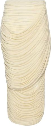 Magda Butrym Femme, Jupes, Blanc, Taille: 38 FR Draped Asymmetrical Midi Skirt
