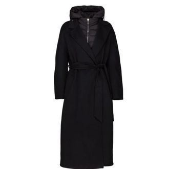 Moorer Langer Mantel mit G&uuml;rtel - - Coats - Damen - Schwarzk - XS
