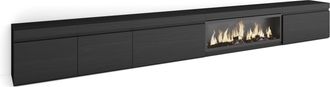 Skraut Home | TV-Schrank, Lowboard | f&uuml;r Wohnzimmer und Esszimmer | 368x45x35 | Elektrokamin XXL | Moderner Stil | Schwarz