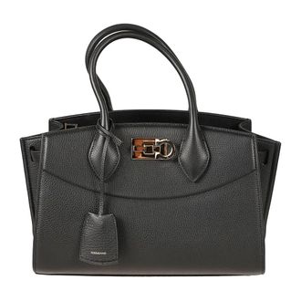 Ferragamo Studio Soft Leather Tote - - Bags - Damen - Schwarzk - ONE SIZE