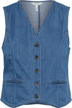 Part Two Femme, Vestes, Bleu, Taille: 42 FR Gilet en Denim Bleu Clair avec Col en V