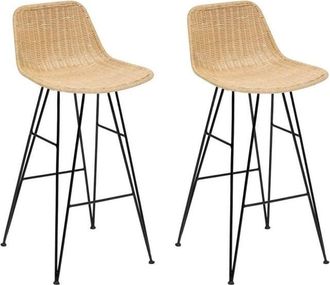 Atmosphera Atmosphera - Lot de 2 Chaises de Bar en Rotin May 90cm Naturel