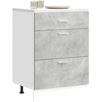 vidaXL Vidaxl - Meuble bas de cuisine Lyon gris b&eacute;ton en bois ding&eacute;nierie - Dimensions 60x46x81,5 cm - Capacit&eacute; de charge 50 kg - Pieds r&eacute;glables