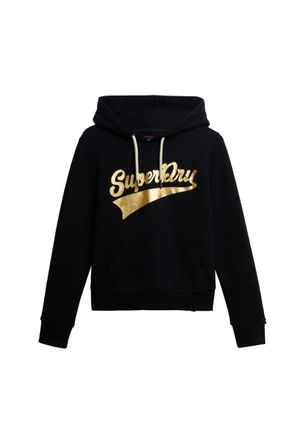 Superdry Damen Super Athletics Kapuzenpullover Schwarz 38