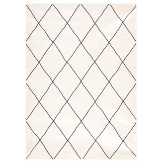 IDIMEX Teppich Rhomb waschbar 200 x 300 Cremeweiß, Rautenmuster, weicher Kurzflor, modern, skandinavisch, Mikrofaser, gummierte Unterfläche, schmutz- und was