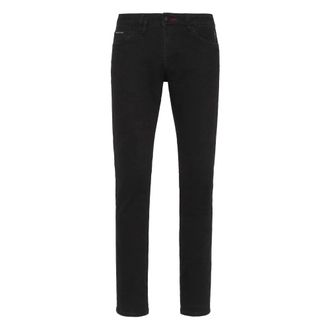 Philipp Plein Homme, Jeans, Noir, Taille: W31 Pantalon en Denim Coupe Super Droite Lion Circus