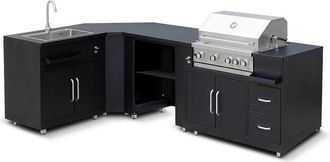Oviala Outdoor-K&uuml;che mit 4 Elementen, inklusive Sp&uuml;le und Grill