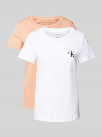 Calvin Klein Jeans T-Shirt mit Label-Print im 2er-Pack