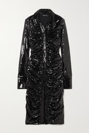 Richard Quinn Midikleid Aus Stretch-jersey Mit Pailletten Und Raffungen - Schwarz
