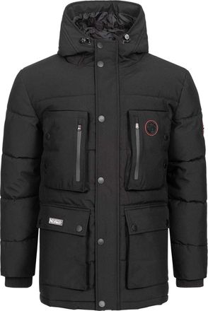 Geographical Norway Albert Men - Warmer Parka Mann Herbst Winter - Breiter Mantel Wasserabweisend Kapuze - Warme Jacke Windbreaker Jacke Männer - Ideal Geschenk (Schwarz 