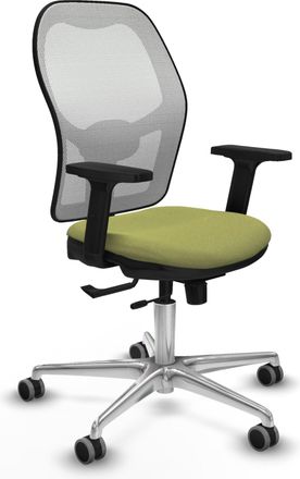 Piqueras y Crespo B&uuml;rostuhl mit 2D-Armlehnen, h&ouml;henverstellbare Lendenwirbelst&uuml;tze, ausgestattet mit Syncro/Translack und Schaumstoff, Rollen 65 mm, Parkett, Wei&szlig;/Olivg