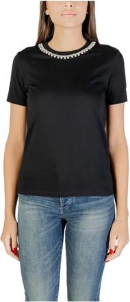 Only Only, Femme, Tops, Noir, Taille: 38 FR T-shirt en Coton Noir à Manches Courtes
