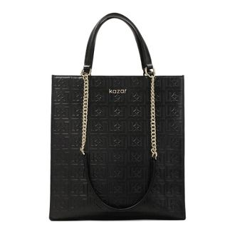 Kazar Gro&szlig;e einfache Handtasche verziert mit gepr&auml;gtem Muster - - Bags - Damen - Schwarzk - ONE SIZE