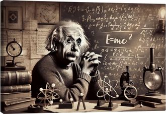 Posterlounge E=mc²: Albert Einsteins Relativitätstheorie Leinwandbild von Michael artefacti 60 x 40 cm Beige Wandbilder Wanddeko