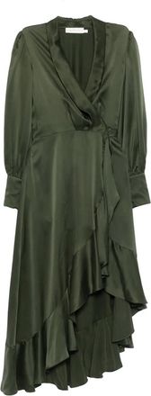 Zimmermann Asymmetrisches Wickelkleid mit R&uuml;schen - Gr&uuml;n