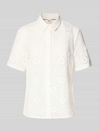 Brax Regular Fit Bluse aus reiner Baumwolle mit Lochstickerei