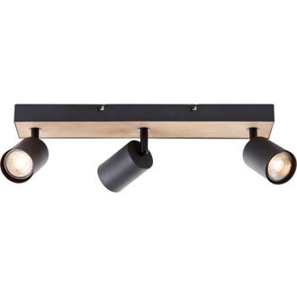 Brilliant Plafonnier brillant Jello Wood spot bar, orientable, 15x42x8 cm, GU10, 345lm, 3000K, m&eacute;tal/bois