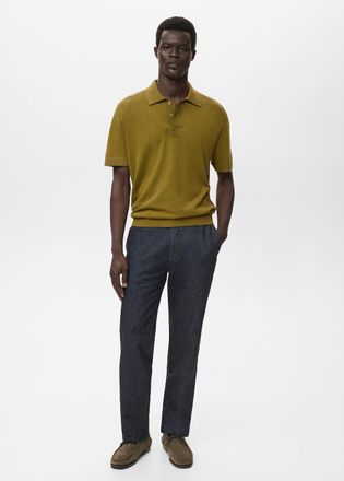 Mango Polo maille coton olive - Homme - L - MANGO MAN