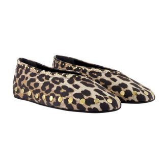 Ganni Womens Ballet Flat Brown Cotton