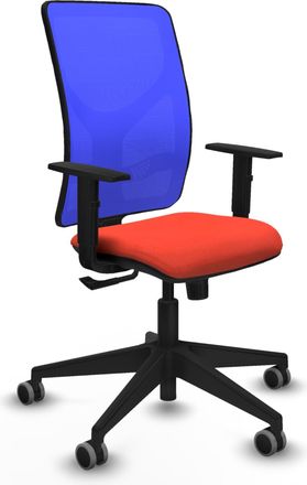 Piqueras y Crespo Gepolsterter B&uuml;rostuhl mit 1D-Armlehnen, h&ouml;henverstellbare Lendenwirbelst&uuml;tze, ausgestattet mit Sincro 3 Positionen und Schneideschaum, Blau/Dunkelora