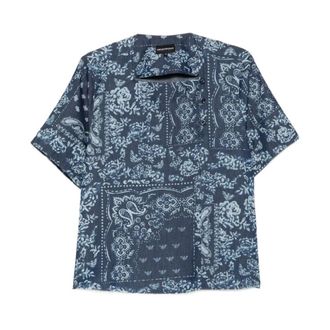 Emporio Armani Paisley Print Kurzarmhemd - - Blouses & Shirts - Damen - Blau - 2XS