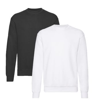 Fruit Of The Loom Herren 62-202-0 Set-IN Sweatshirts 1er/2er - 1Weiss/1Schwarz + 1 HLKauf-Notizblock - Größe: XL