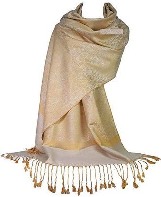 GFM Foulard motif fleurs paisley style pashmina -snbh-Or Gris - (P093-SNBH)