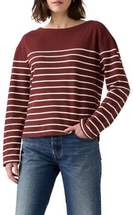 Levi's Damen Marin Top T-Shirt, Magnolia Stripe Choc, Medium