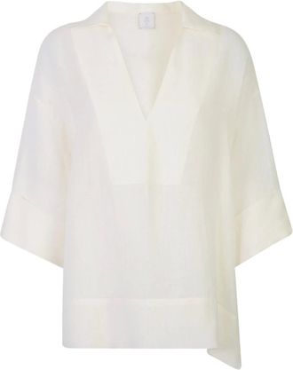 Eleventy Femme, Blouses et Chemises, Beige, Taille: 36 FR Camicia Scollo V